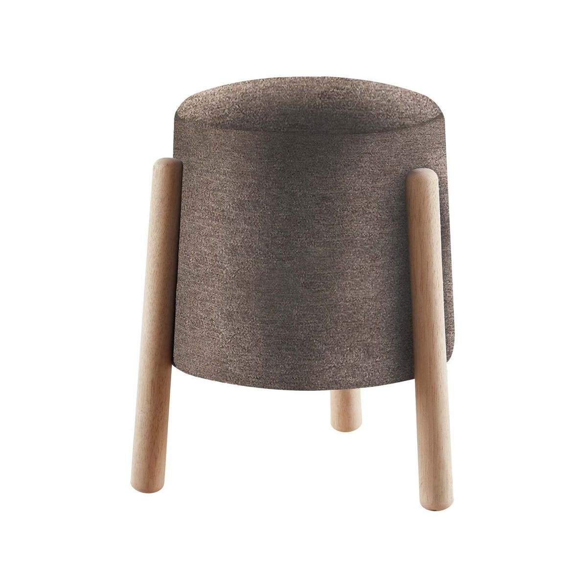 Natural Signature Single Pudding Stool with Comsmo Brown Fabric and Raw ...