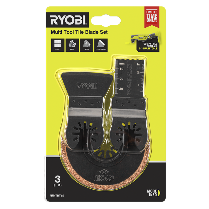 Ryobi 3 Piece Multi Tool Tile Blade Set - Bunnings New Zealand