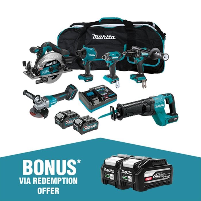 Makita 40V XGT 6Pc 4.0Ah Cordless Combo Kit - DK0204G601 - Bunnings New ...