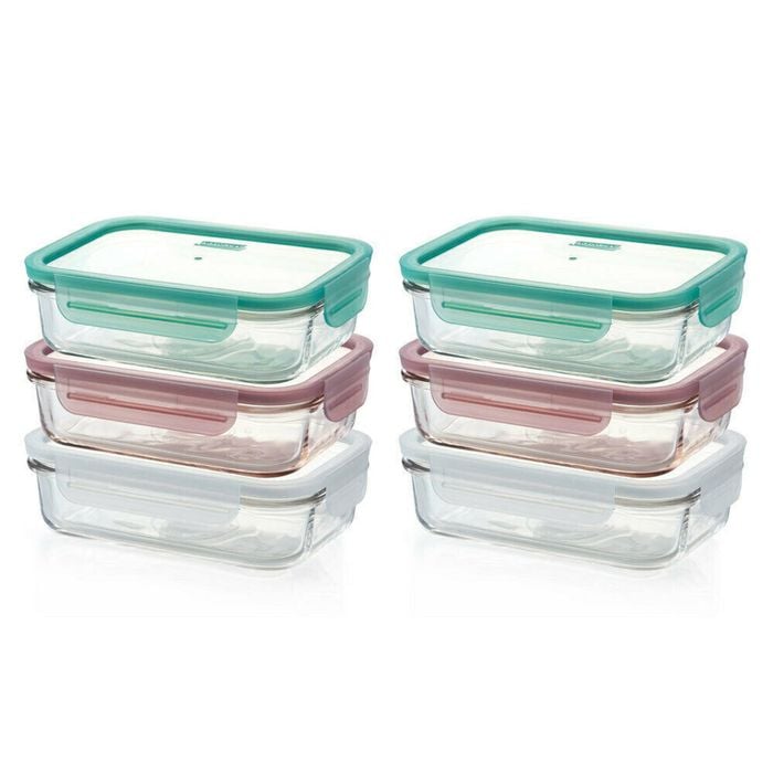 Glasslock 710ml Rectangular Storage Container Set w/ Lid 6pc - Bunnings Australia
