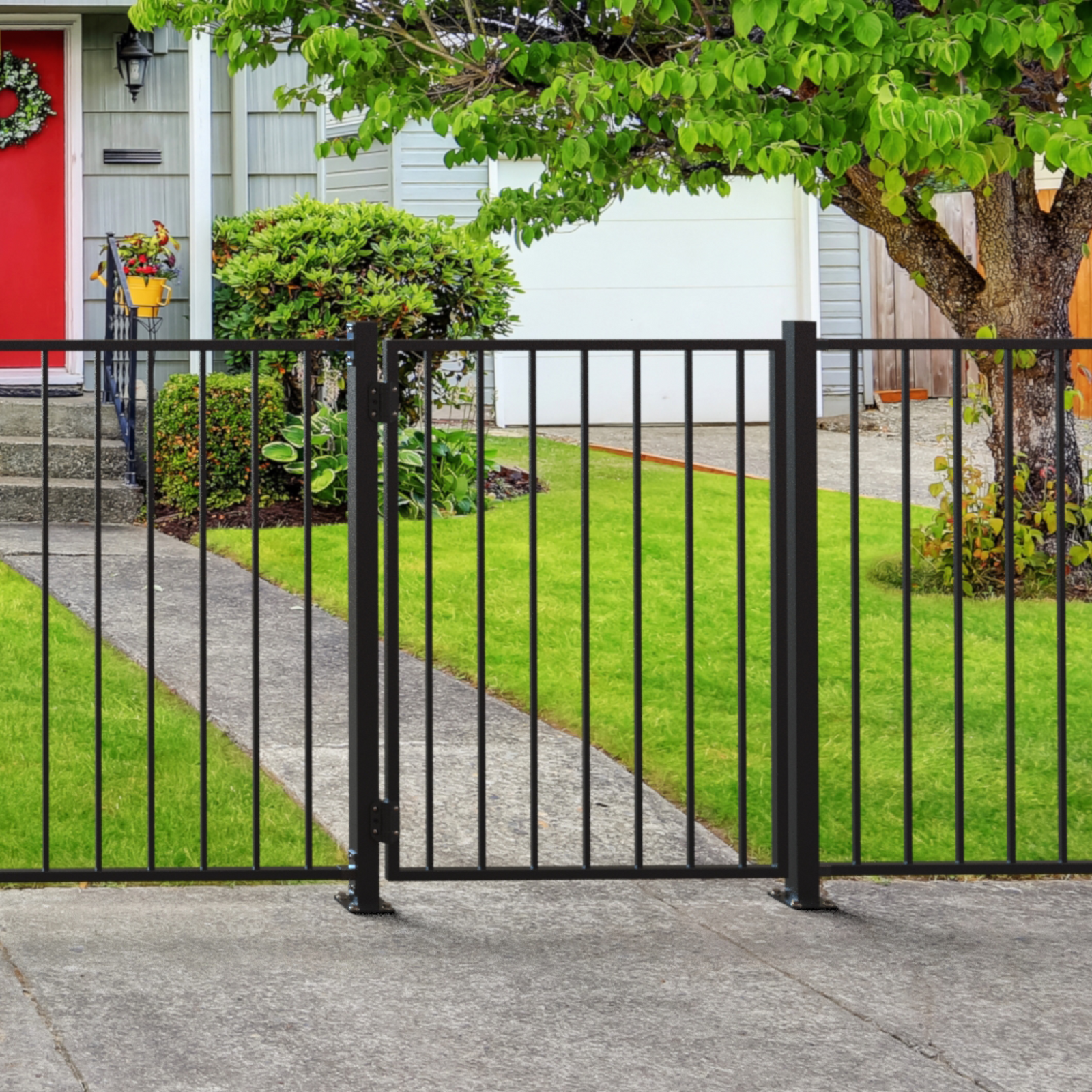 RapidFence 900 x 1200mm Black Steel Flat Top Gate Bunnings Australia