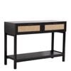 Tulum Console Table - Black Rattan with Timber Accents Black - Bunnings ...