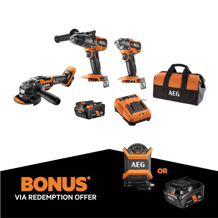 AEG 18V Brushless 3-Piece 5.0Ah Force Kit - Bunnings Australia