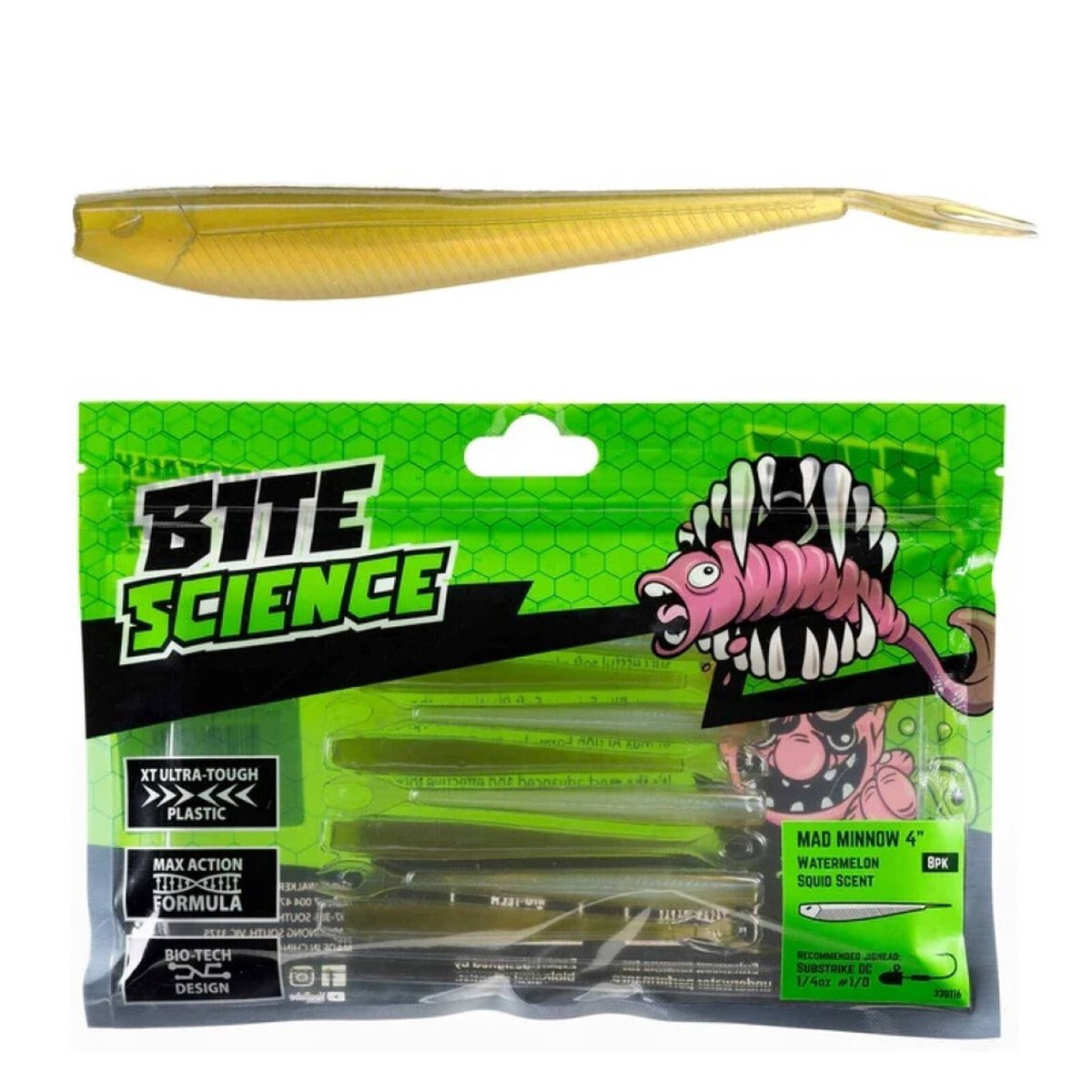 8 Pack of 4 Inch Bite Science Mad Minnow Soft Plastic Lures ...
