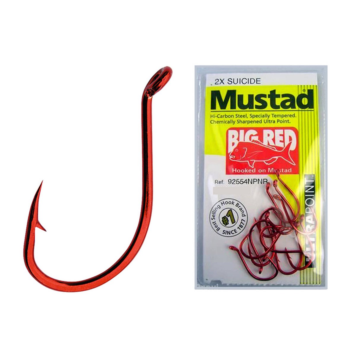 Mustad Big Red Size 1/0 Qty 8 - 92554npnr - 2x Strong Chemically ...