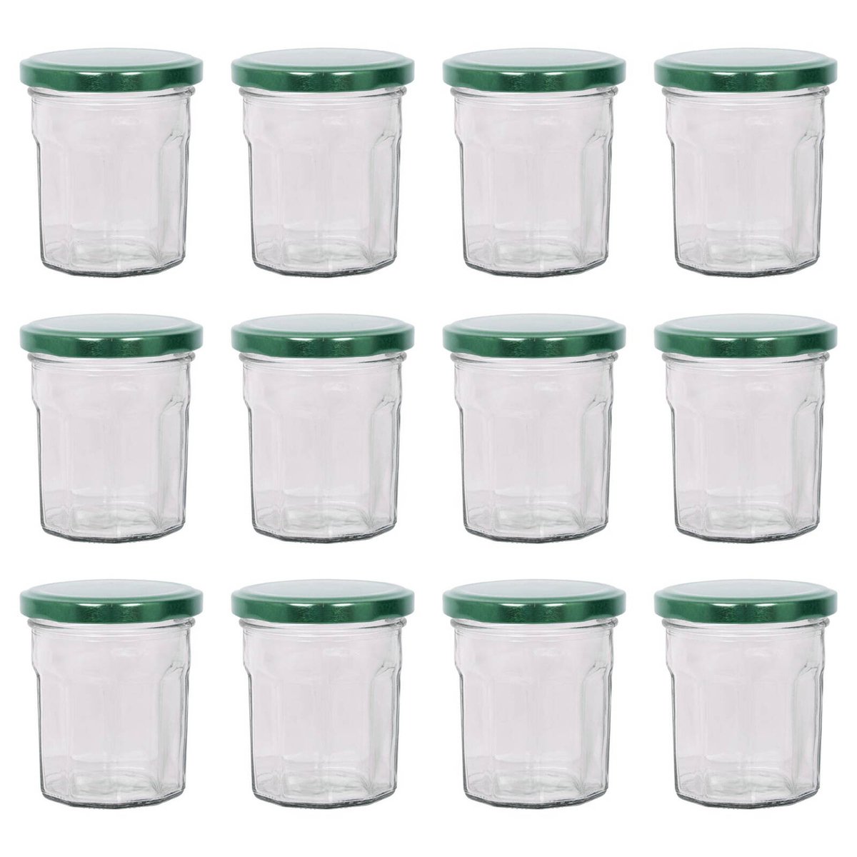 Argon Tableware Glass Jam Jars with Green Lids - 185ml - Pack of 12 - Bunnings Australia