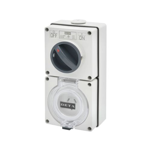 Deta 15A 250V Industrial 3 Pin Flat Switched Outlet - Bunnings Australia