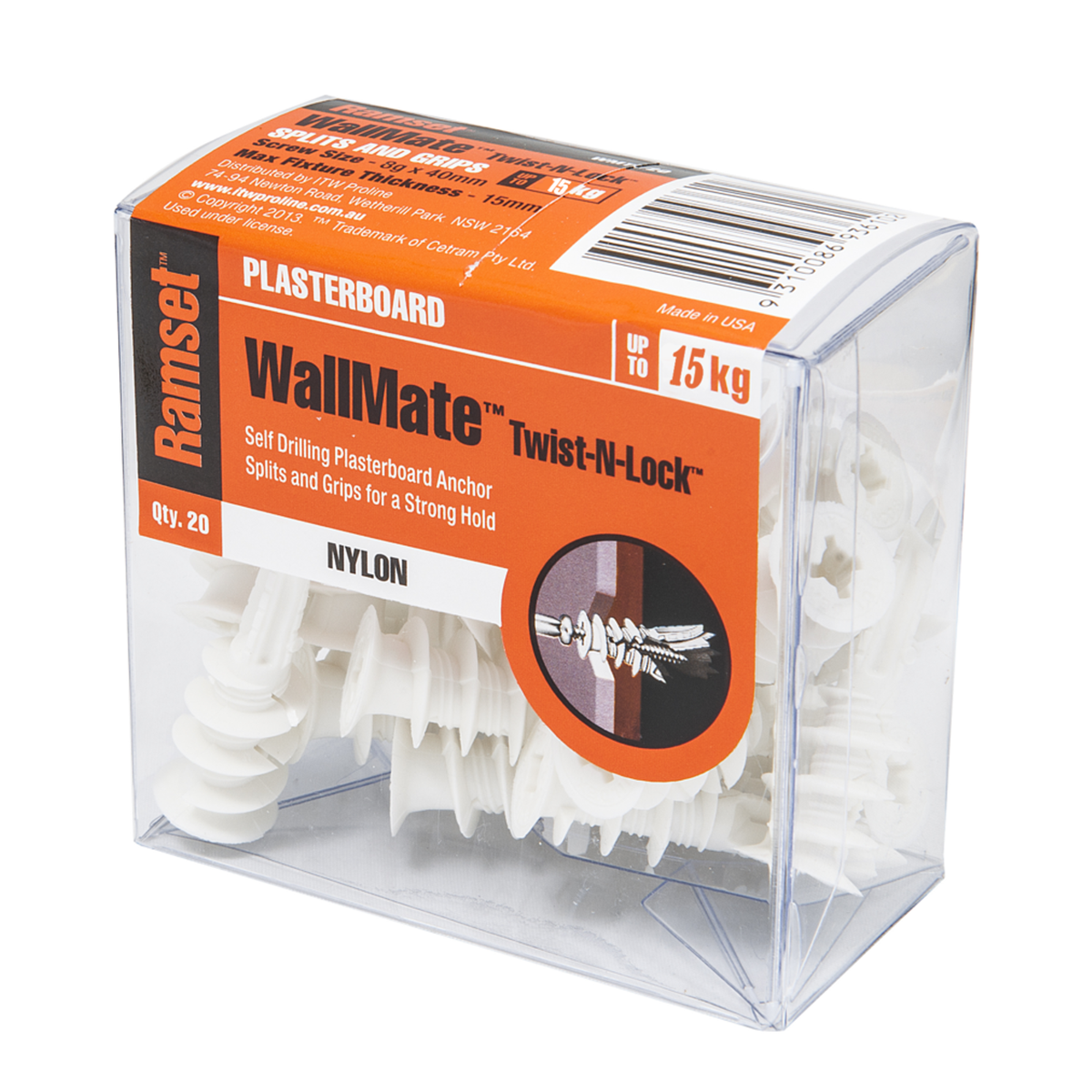 Ramset White Wallmate Nylon Twist N Lock - 20 Pack - Bunnings New Zealand