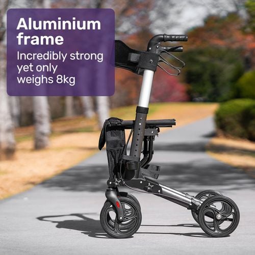 EQUIPMED Foldable Aluminium Walking Frame Rollator with Bag and Seat ...