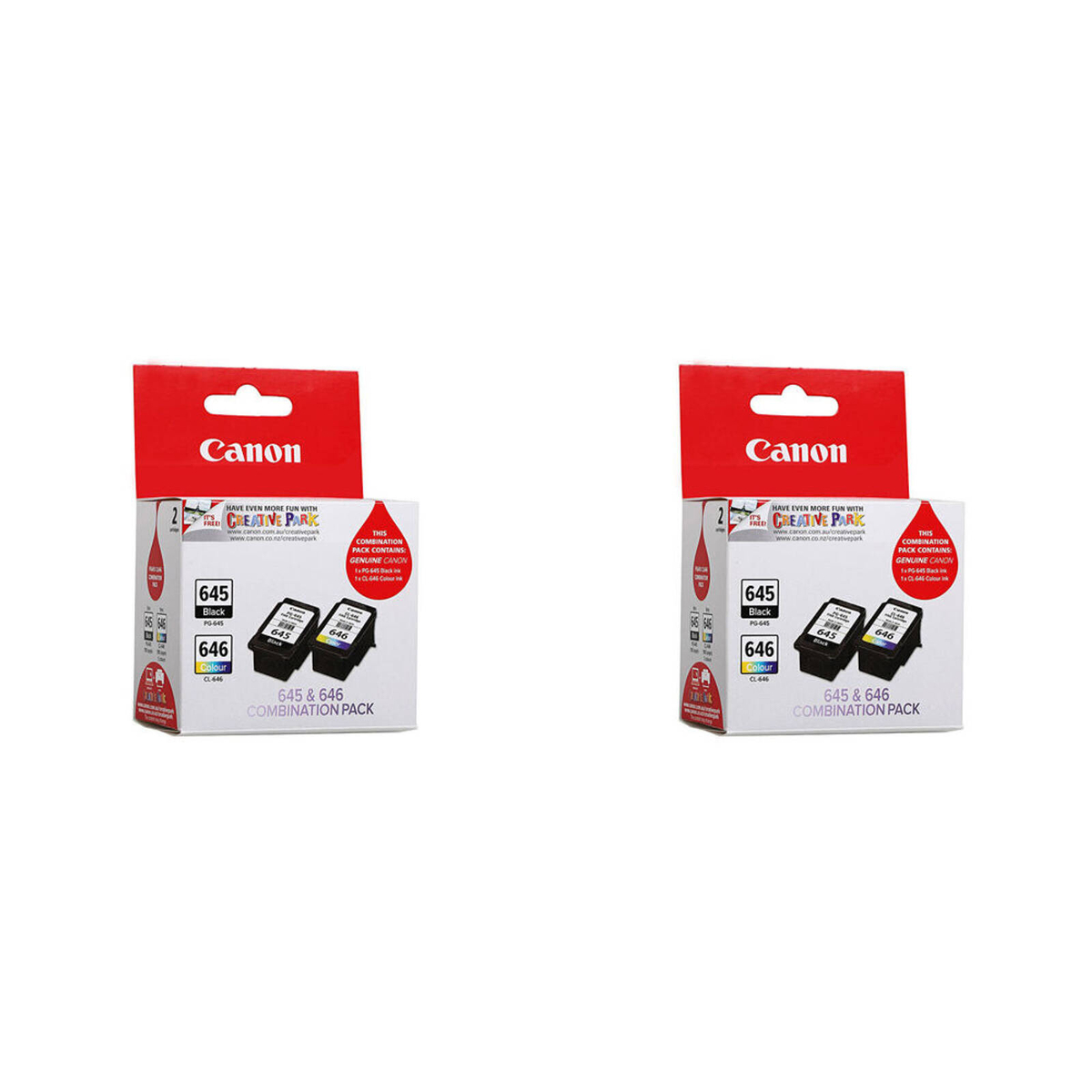 2PK Canon Pixma PG645 + CL646 Ink Cartridge Twin Pack 180 Page ...