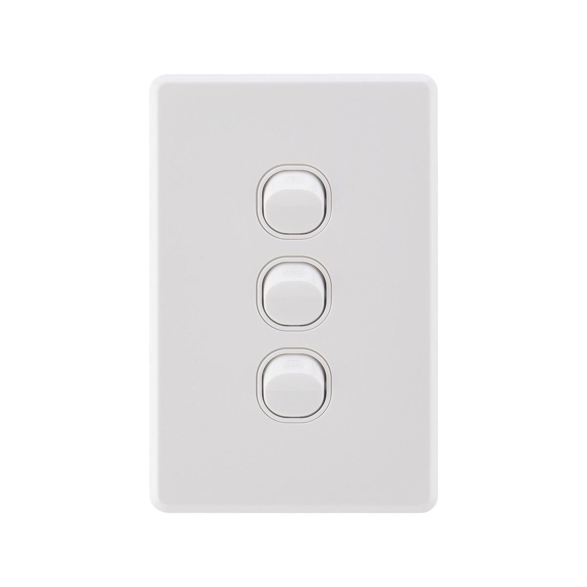 DETA White Gloss S-Line Triple Vertical Wall Switch - Gloss White ...