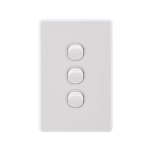 DETA White Gloss S-Line Triple Vertical Wall Switch - Gloss White ...