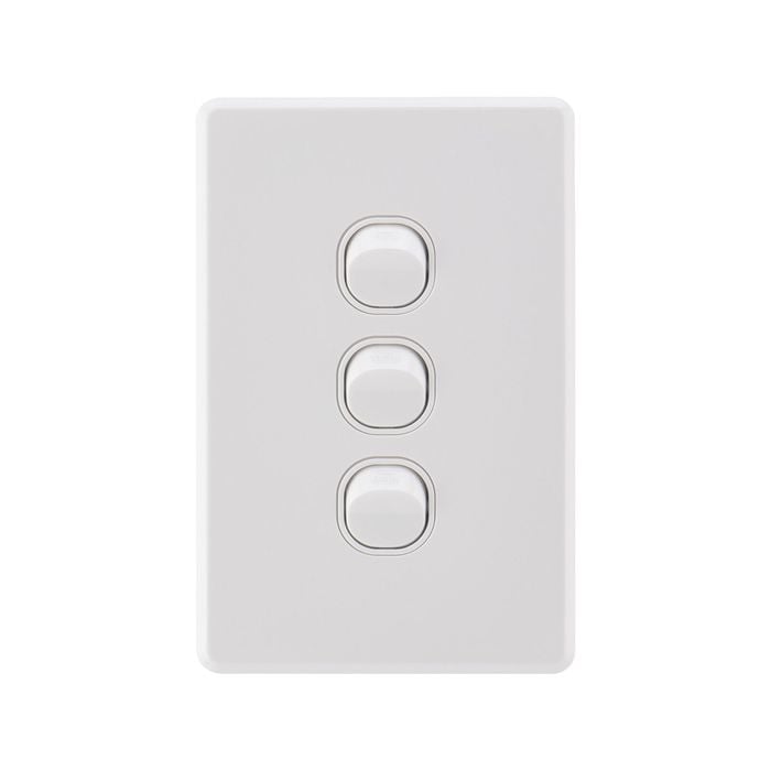 DETA White Gloss S-Line Triple Vertical Wall Switch - Gloss White ...