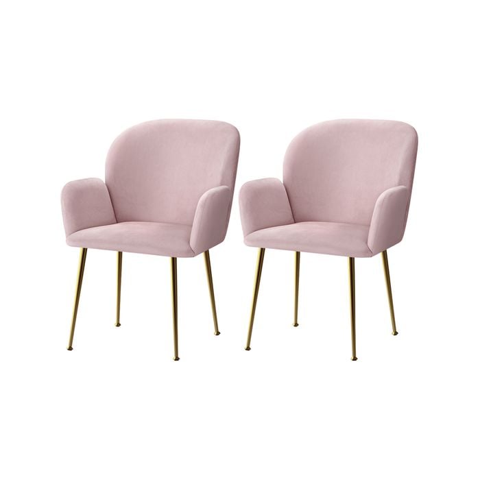 Artiss Dining Chairs Velvet Pink x2 - Bunnings Australia
