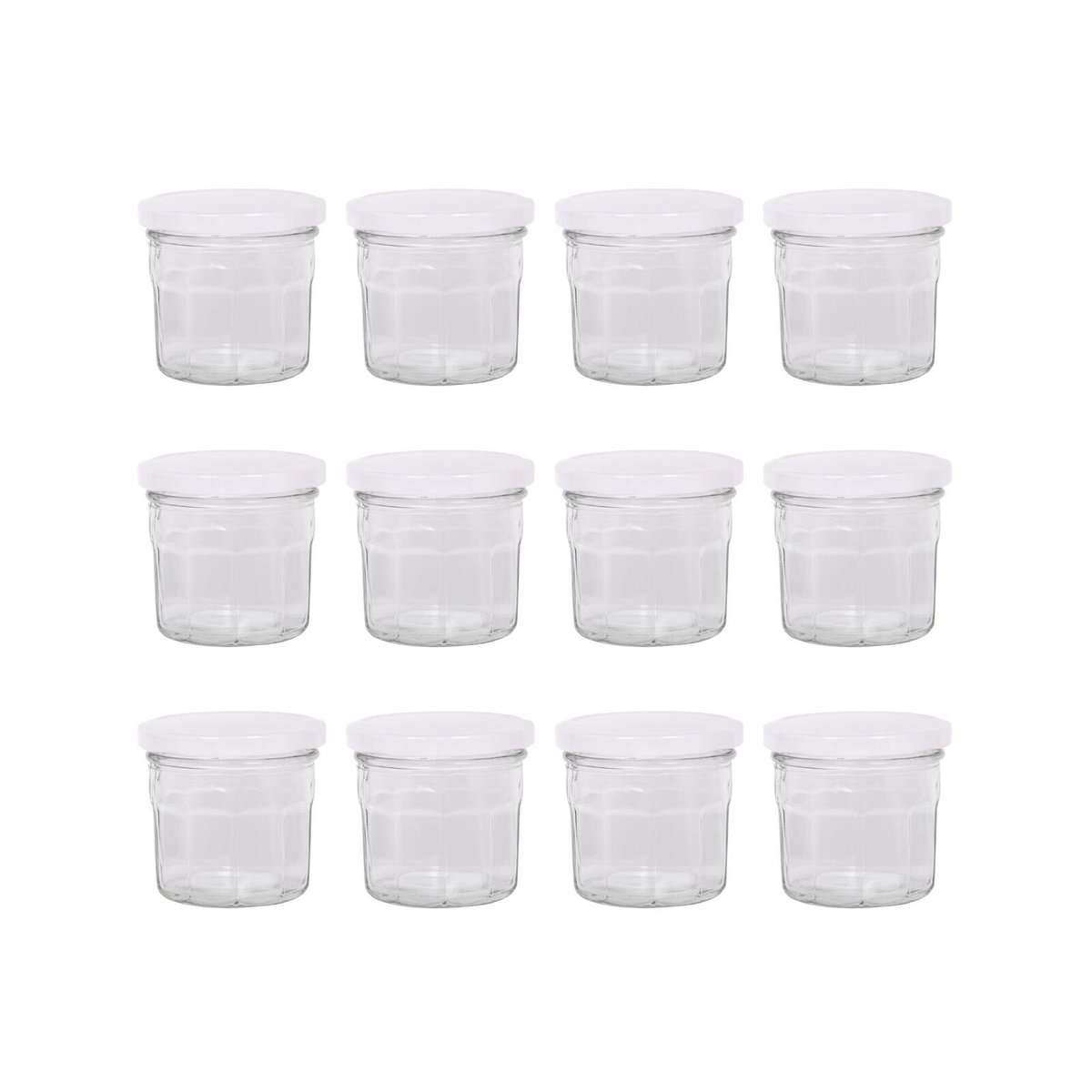 Argon Tableware Glass Jam Jars with White Lids - 130ml - Pack of 12 ...