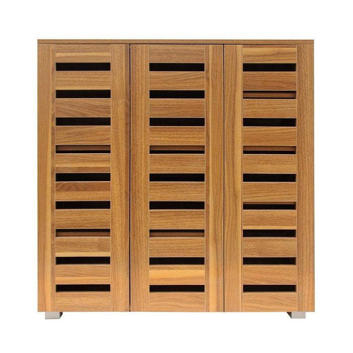 Wooden Shoe Storage Cabinet Shoe Rack Shelf Organiser for 30 Pairs Shoes Oak Colour Bunnings Australia