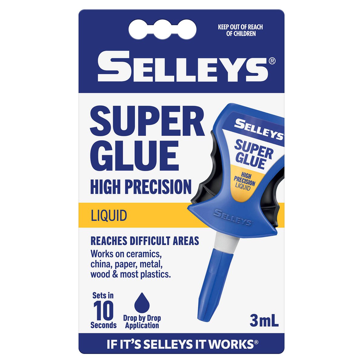 Selleys 3mL Super Glue Liquid High Precision Bottle - Bunnings New Zealand