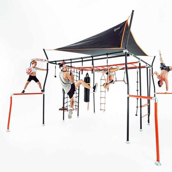 VULY Ninja Quest Monkey Bars Extra Large Ninja Warrior Playset & Jungle Gym with Shade Cover ...