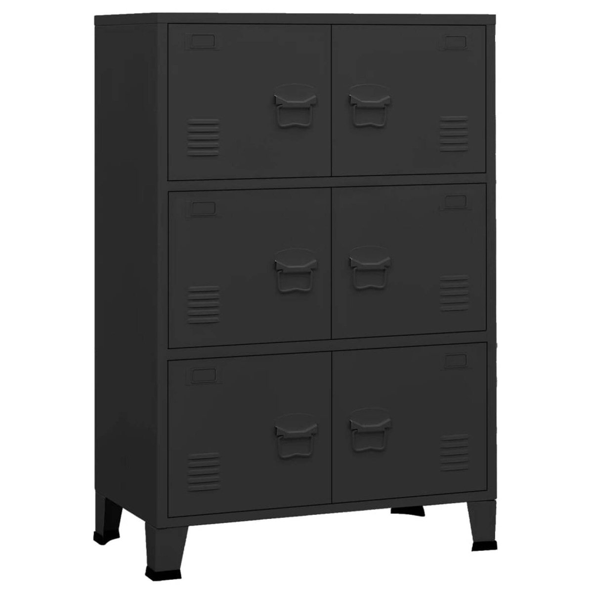 vidaXL Industrial Storage Chest Black Metal Container Side Cabinet ...