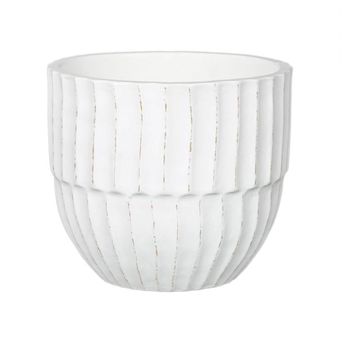 Astin Sinclair 250 x 220mm White Ribbed Planter - 250mm - Bunnings ...