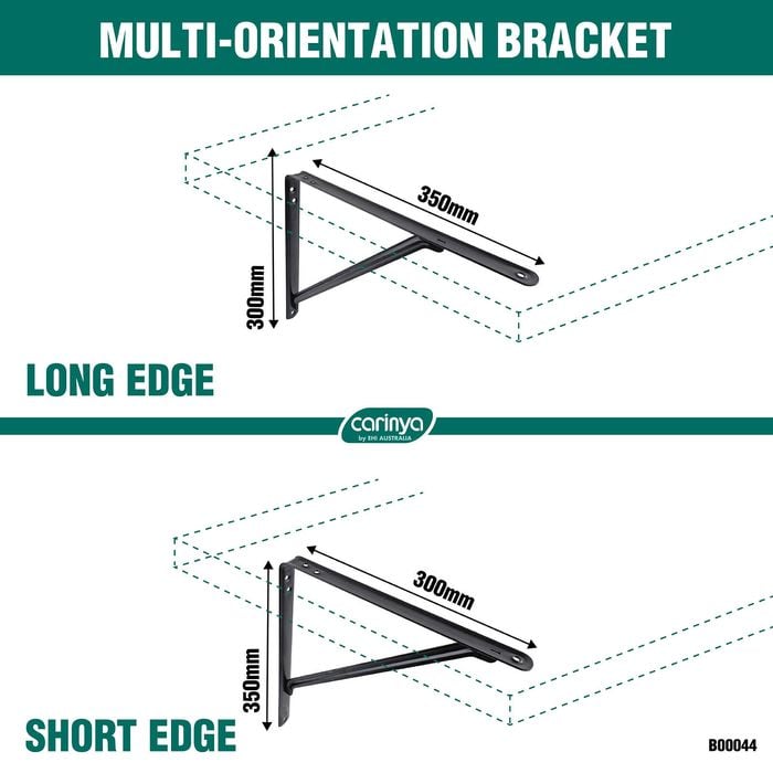 Carinya 350 x 300mm Black Light Stayed Bracket - Bunnings Australia