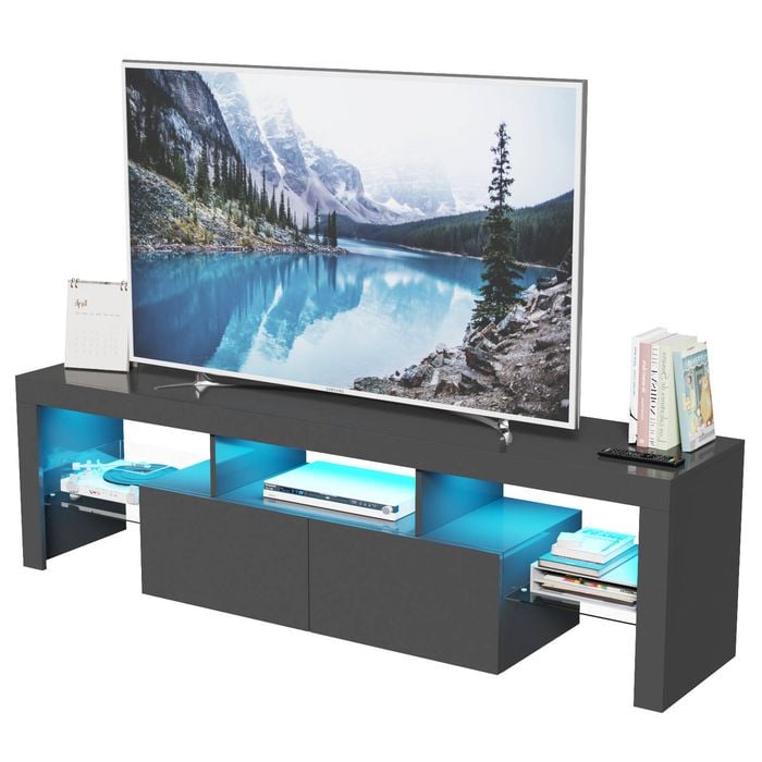 Advwin TV Cabinet 160cm RGB LED Entertainment Unit Stand UV Gloss ...