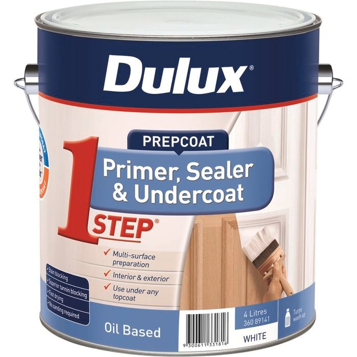 Dulux 4L White Prepcoat 1Step Oil Based Primer Sealer And Undercoat ...