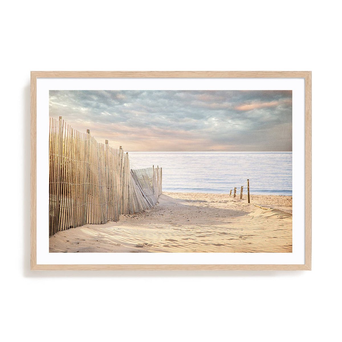 Artey | Sandy Beach, Morning - Framed Print - Natural Frame - 70 x ...