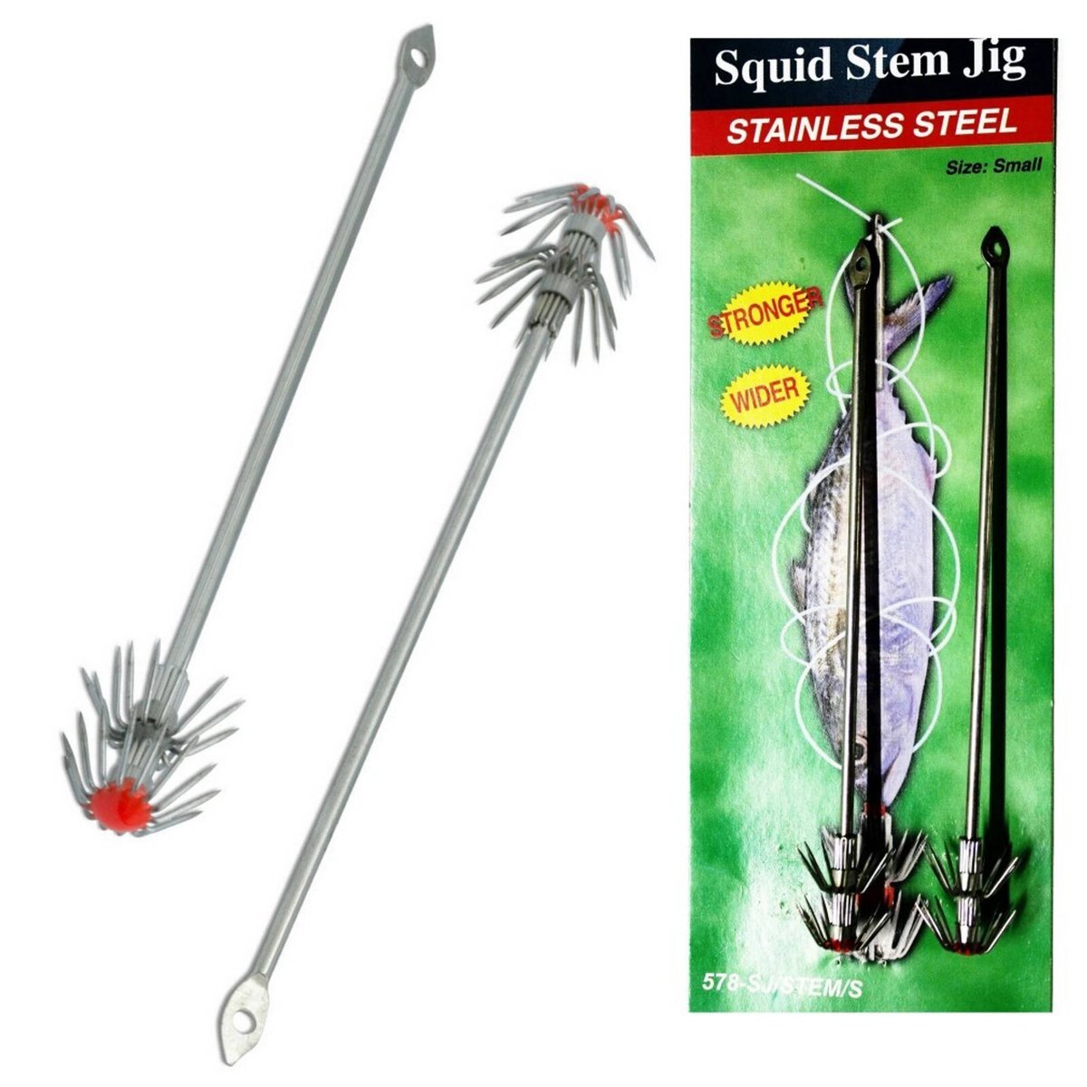 2 Pack of Small Surecatch Stainless Steel Squid Stem Jigs - 13.5cm Squid Pole - Bunnings Australia