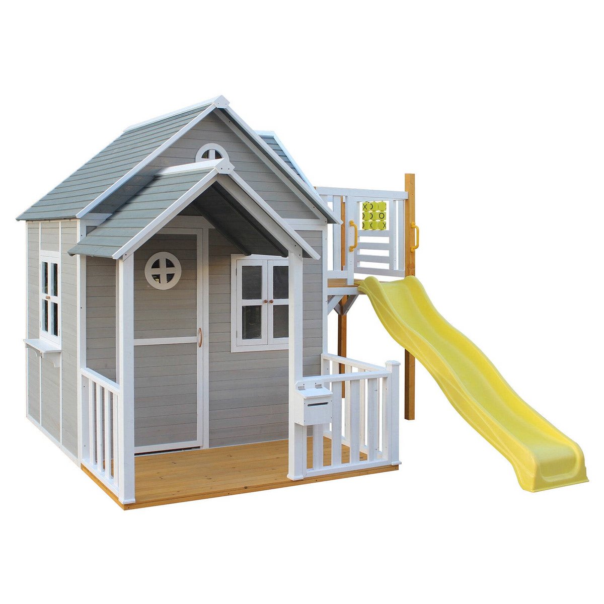Kidzshack Jolly Shack Wooden Large Cubby House with Yellow Slide ...