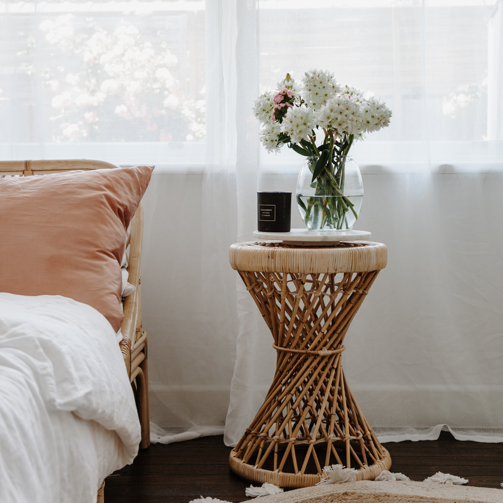 Home Bazar 57 x 41cm Rattan Byron Side Table Bunnings Australia