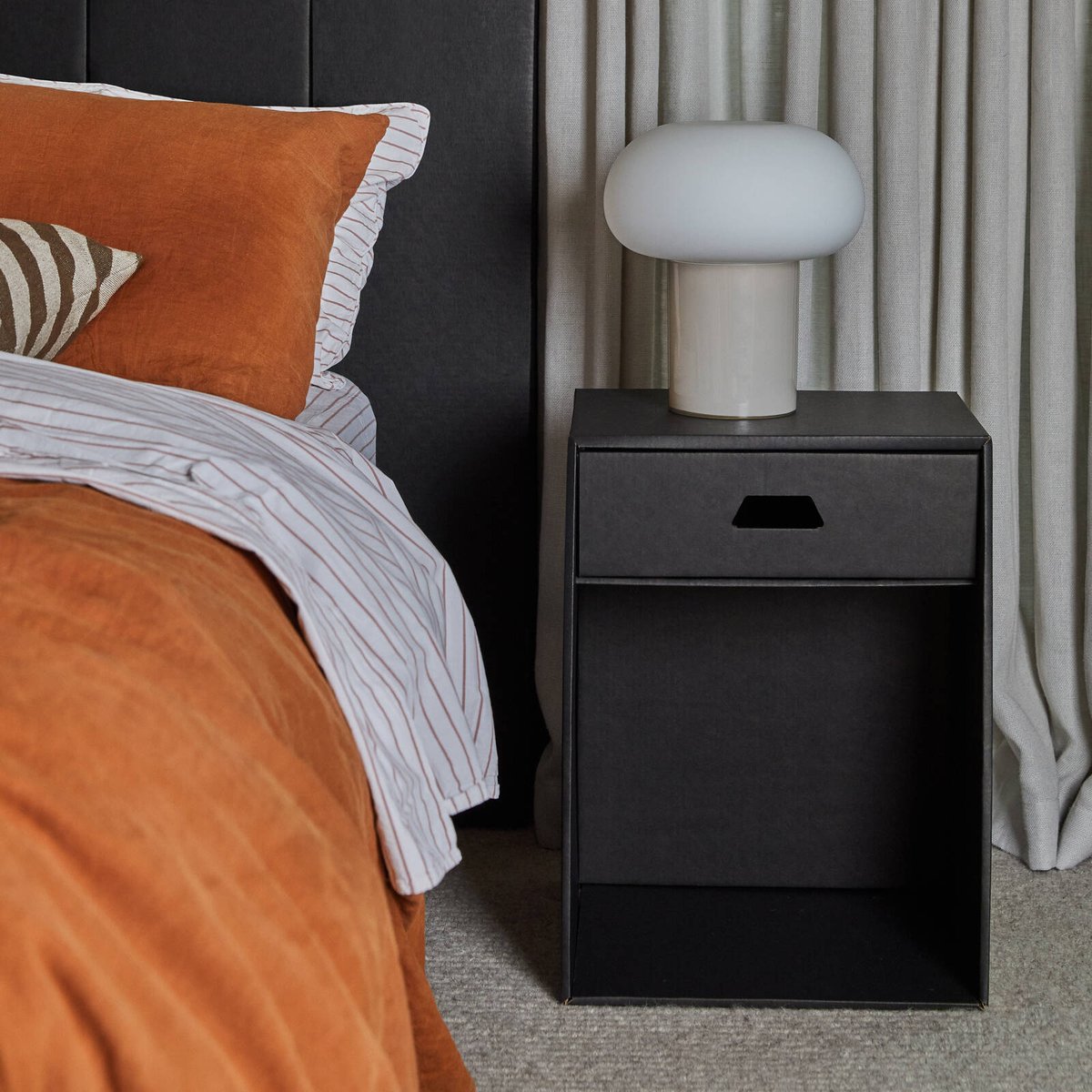 Yona Cardboard Bedside Table - Black (2-pack) - Bunnings Australia