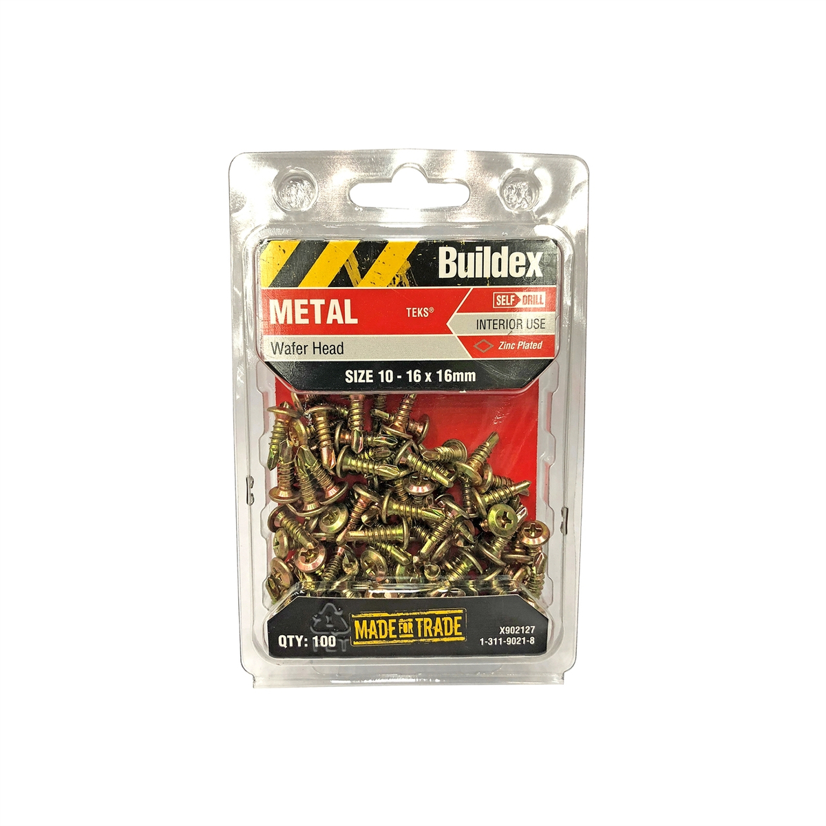 Buildex 16 x 16mm Size 10 Metal Wafer Head Teks Screw - 100 Pack ...