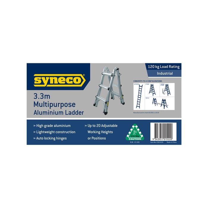 Syneco 3.3m 120kg Multipurpose Aluminium Ladder Bunnings Australia