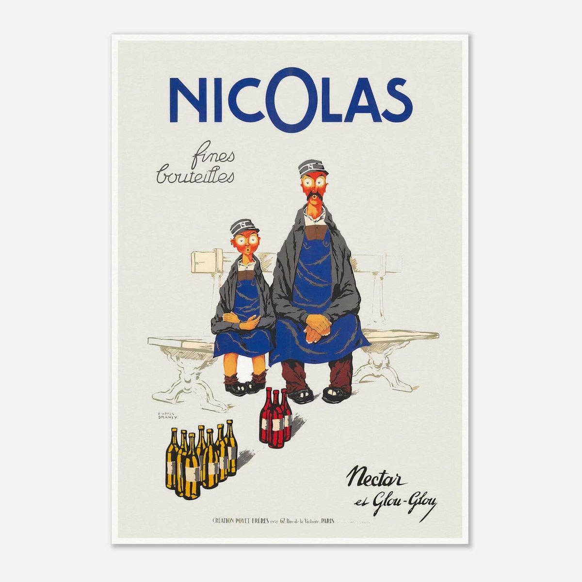 Galrie Nicolas Fine Bottles Vintage French Art Poster by Jules Isnard ...