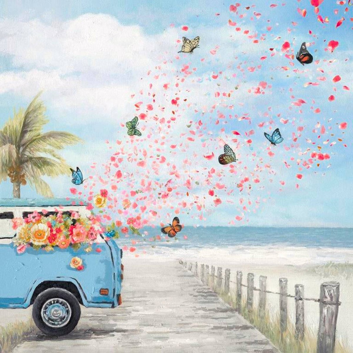 P&P Kombi with Butterflies Canvas Print - Vibrant Wall Art for Modern ...