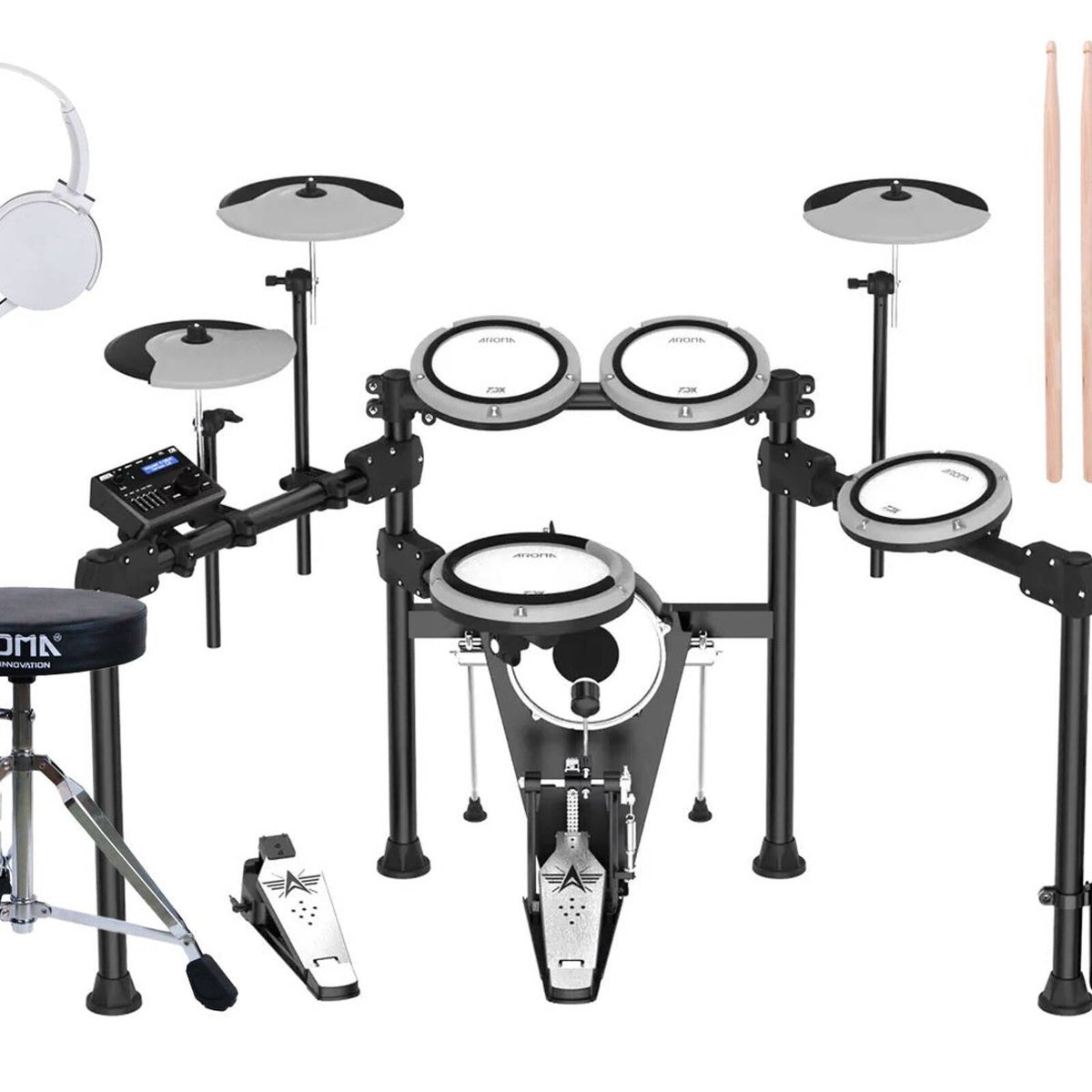 Aroma 5 Piece Premium Electronic Drum Kit Package TDX23II - Bunnings ...