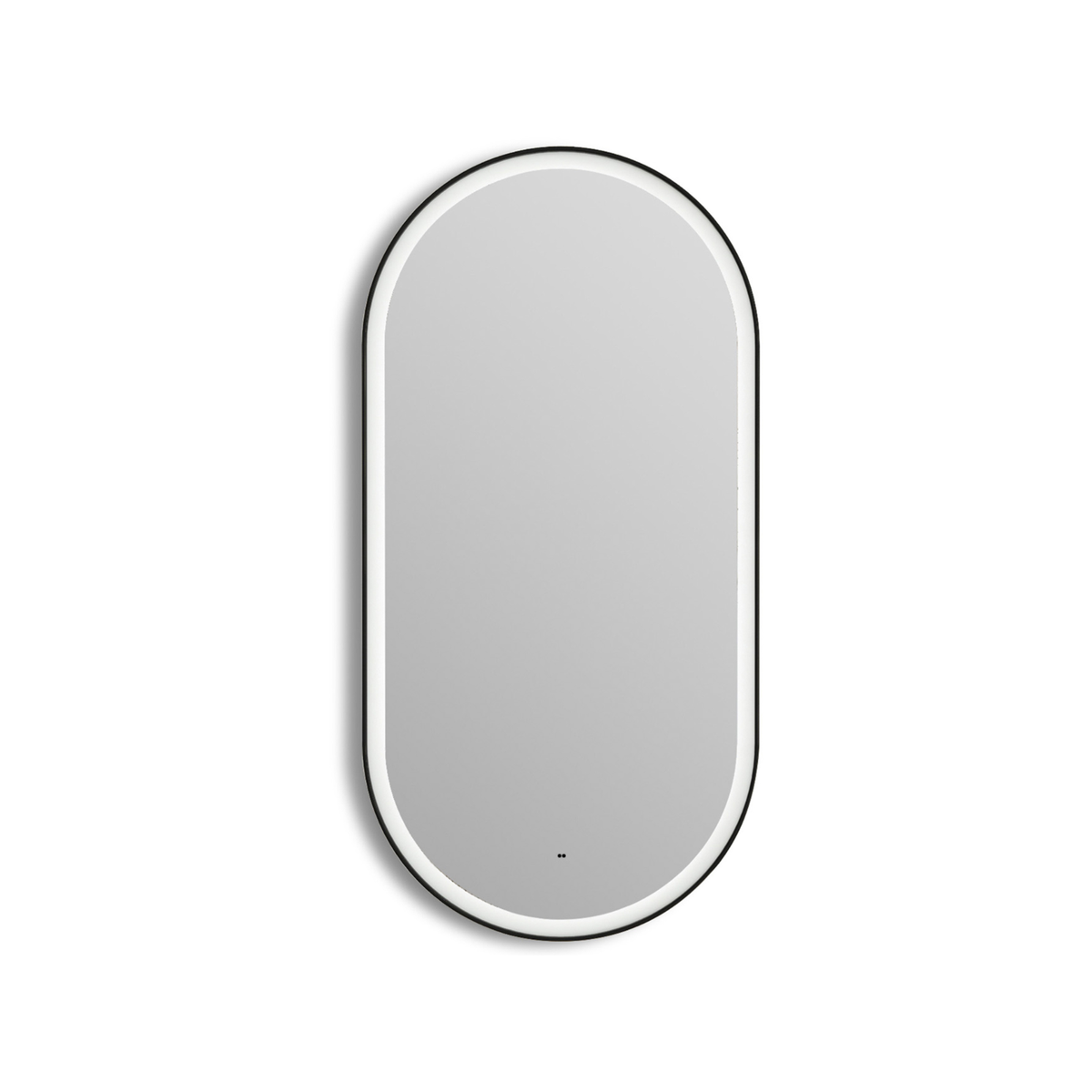Attica 900 x 450mm Black Matte LED Pill Framed Mirror - Bunnings Australia