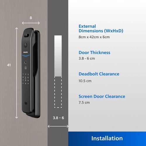 Philips Black EasyKey Smart 3D Facial Recognition And Video Intercom Mortise Door Lock ...