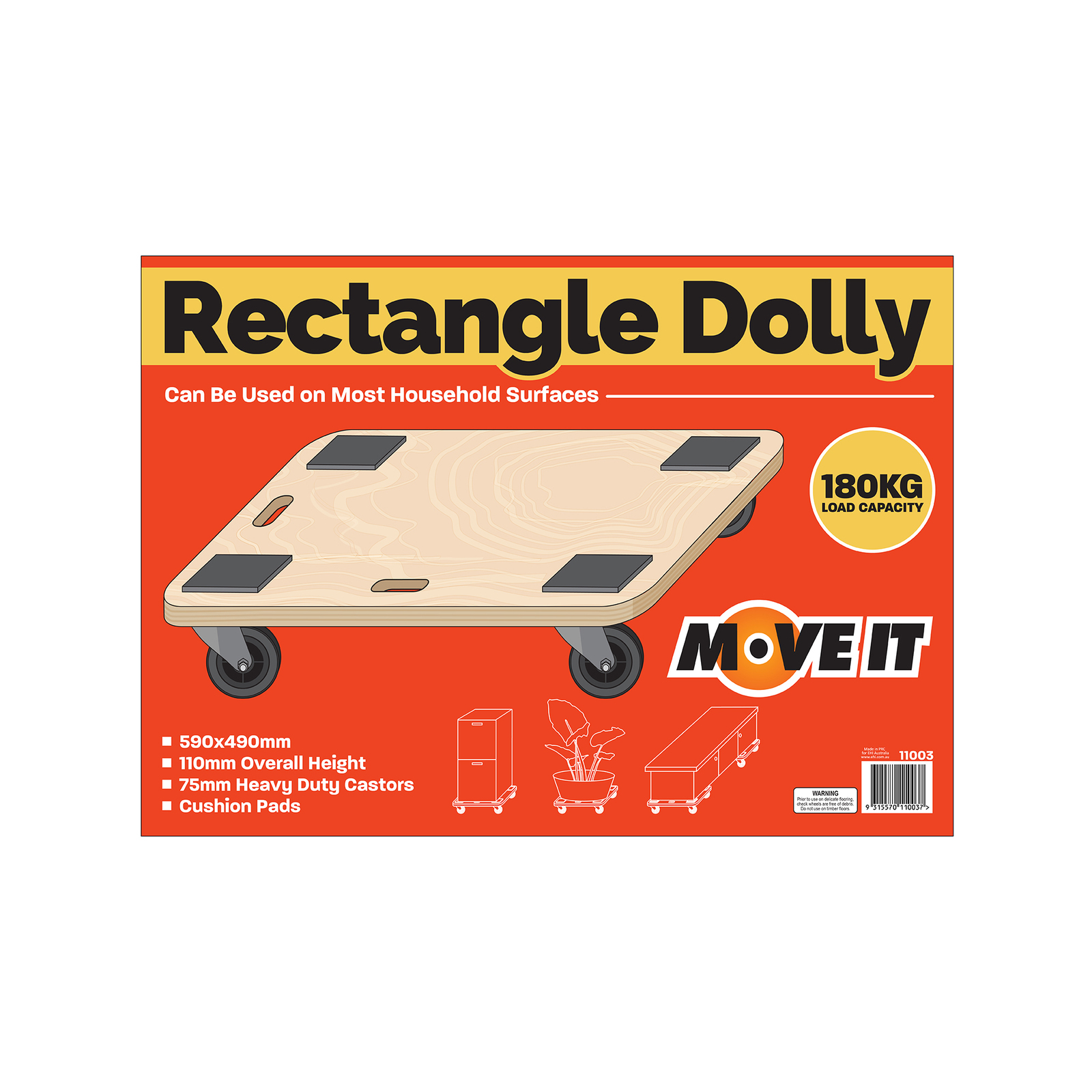Move It 590 x 490 x 110mm Rectangular Dolly Bunnings Australia