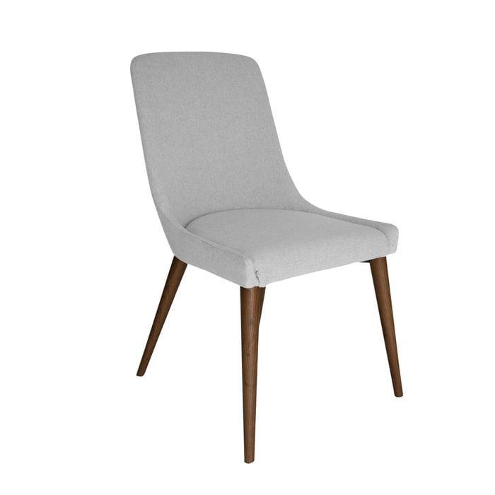 SKDL Dakota Dining Chair Light Grey Fabric Walnut Legs - Bunnings Australia