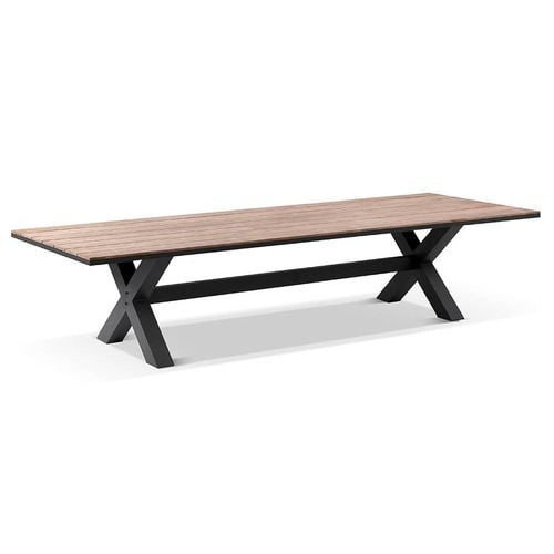 Kansas 3m Outdoor Teak Timber and Aluminium Rectangle Dining Table 3m ...