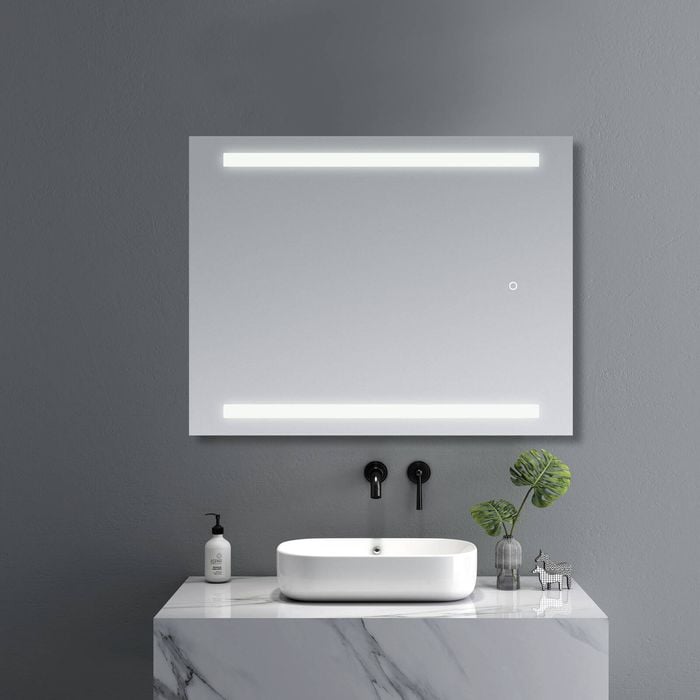 Barelli 900 x 700mm Zara Frameless Rectangular Side Front Lit Stripes ...