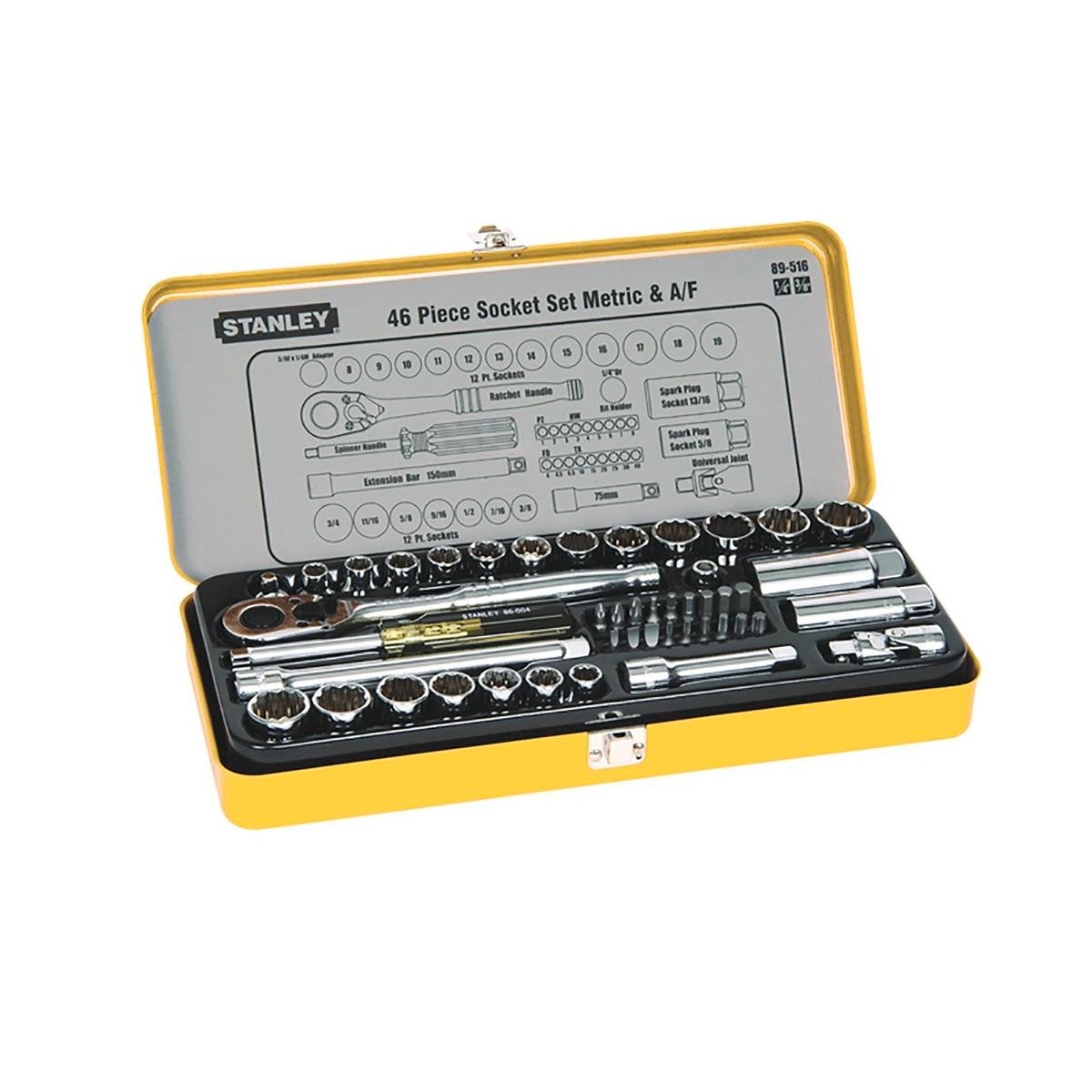 Stanley 1/4" & 3/8" Metric / AF Drive Socket Set - 46 Piece - Bunnings ...