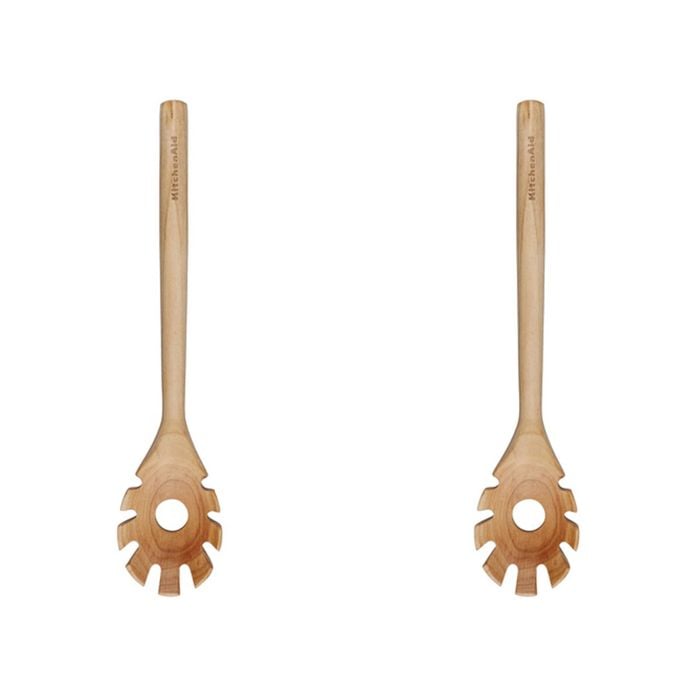 2PK KitchenAid Maple Pasta Fork Cooking Utensil 32cm - Light Wood ...