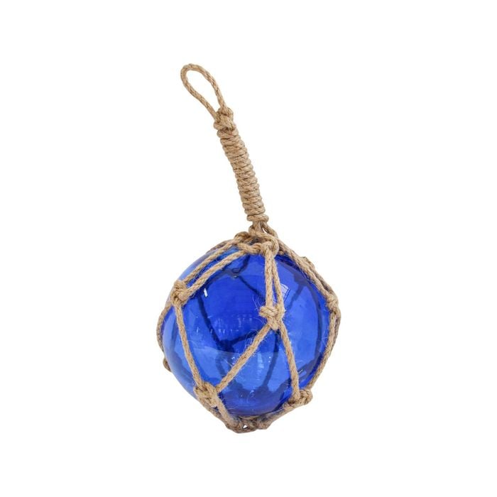 Glass Round 12cm Ball w/ Jute Rope Hanging Home Decor Small - Cobalt ...