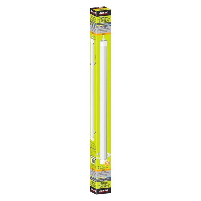 Arlec 120cm 40W DIY Dual-Power And Tri-Colour Tri-Proof LED Batten ...