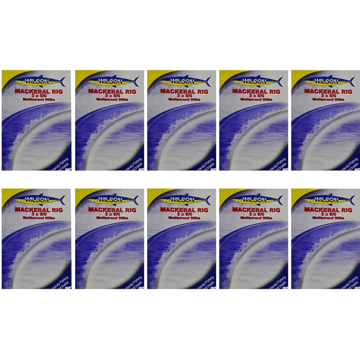 10x Wilson Mackerel Fishing Rig 3x8/0 Hook-Setup - 90lb Multi Strand ...