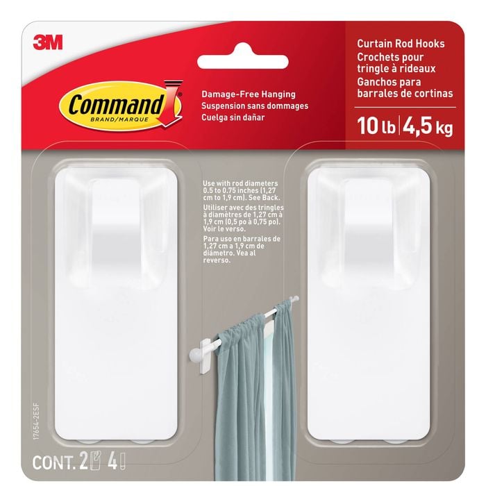 Command Curtain Rod Hooks White 17654-2ESF - Bunnings Australia