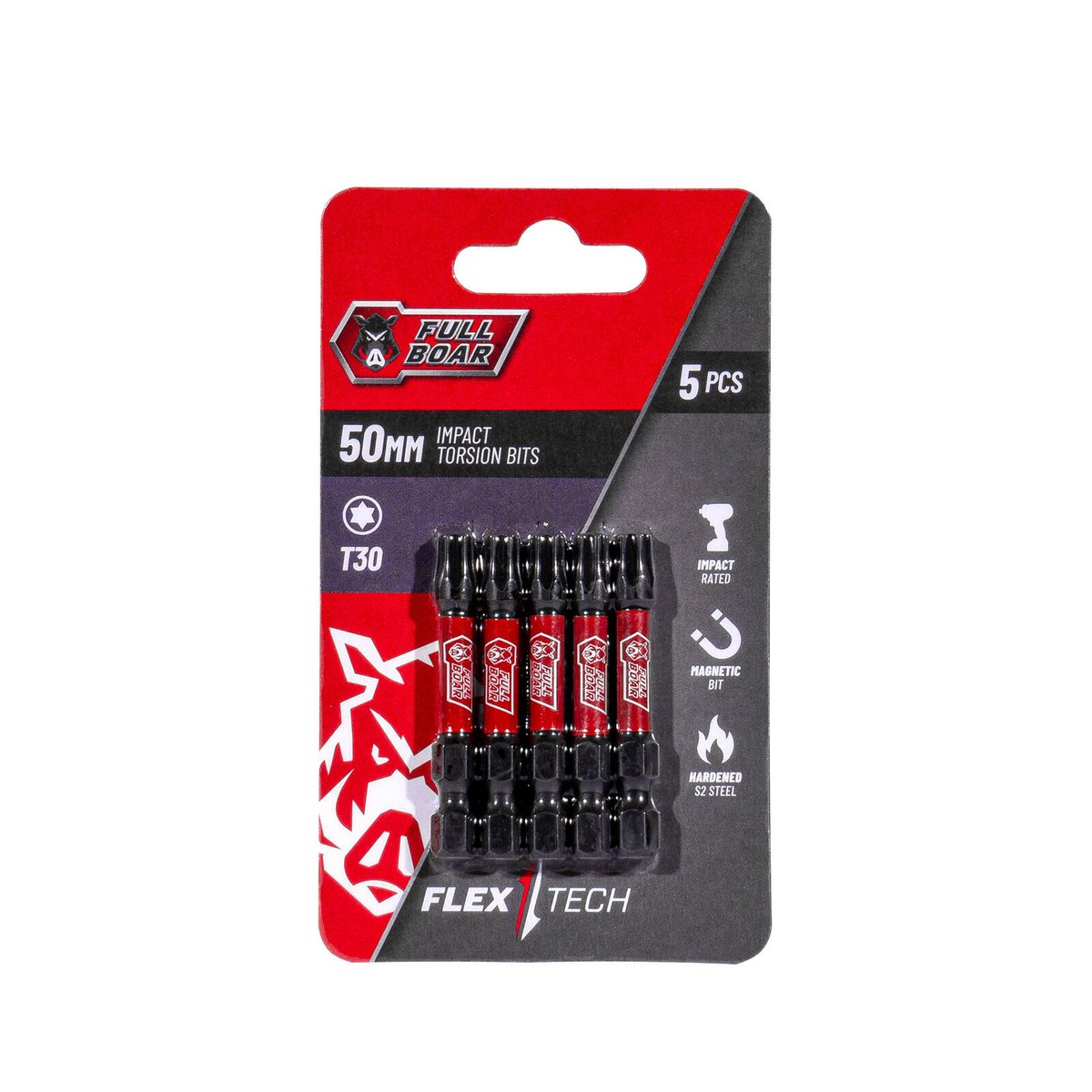 Full Boar T30 x 50mm Impact Torsion Bits Set - 5 Pack - Bunnings Australia